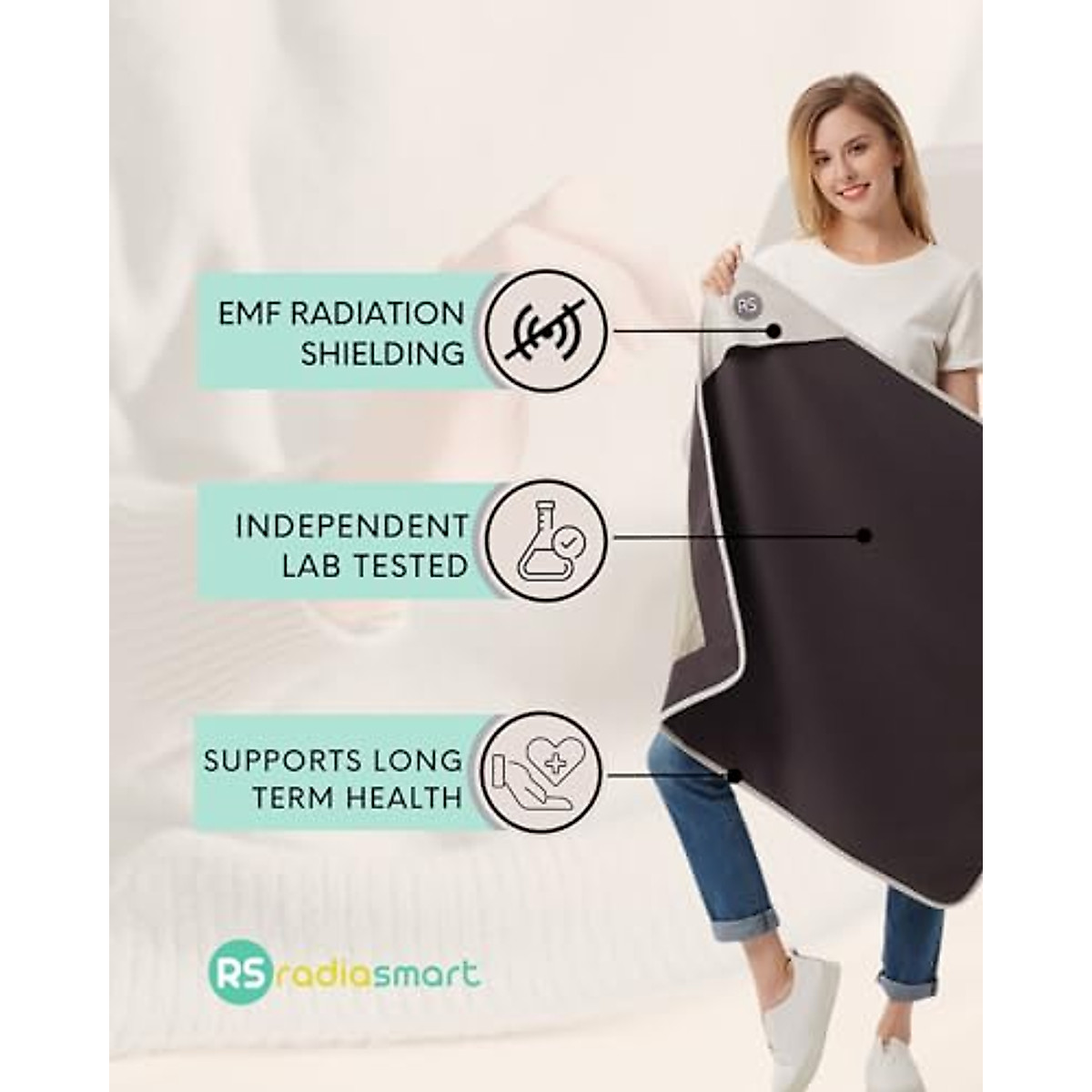 Radia Smart® Grey Cotton Blanket | EMF Protection, Anti-Radiation