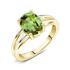 Gem Stone King 18K Yellow Gold Plated Silver 9X7MM Oval Gemstone Birthstone Solitaire Engagement Ring | Wedding Engagement Anniversary Promise Ring For Women | Available In Size 5, 6, 7, 8, 9
