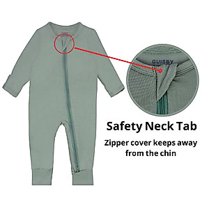 GUISBY Baby Footless Pajamas with Mittens Cuffs, Soft Rayon Double Zippers 3 Piece Sets 18-24 Months