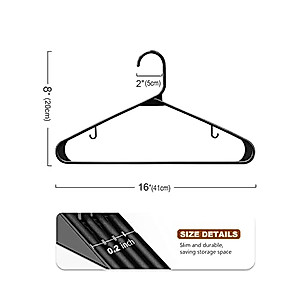 Jersow Black Plastic Hangers 60 Pack, Clothes Hangers Space Saving, Heavy Duty Coat Hangers for Closet, Non Slip Clothing Hangers with Hooks, Black Hangers for Coat, Shirt, Short, Suits