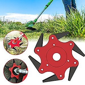 Universal 6 Teeth Trimmer Head, Blade Adapter Kit, 6 Steel Razors Trimmer Head, Thrust Plate Guard Washer, Thrust Washer, Rider Plate, Lock nut, Lawn Machine Parts Replacement Accessary