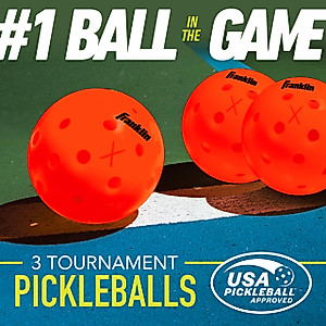 Franklin Sports Outdoor Pickleballs - X-40 Pickleball Balls - USA Pickleball (USAPA) Approved - 3 Pack Outside Pickleballs - Ember - US Open Ball