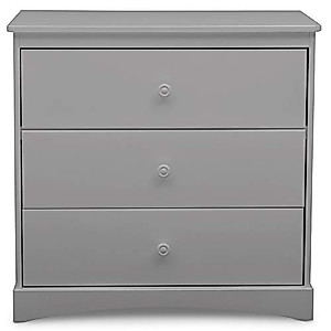 Delta Children Sutton 3 Drawer Dresser with Changing Top, Greenguard Gold Certified, Grey