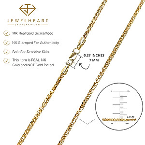 JEWELHEART 10K Gold Square Wheat Chain Necklace - 2.2mm Braided Dainty Yellow Gold Necklace Thin Gold Chain Diamond Cut Real Gold Chain For Women with Lobster Clasp 18"