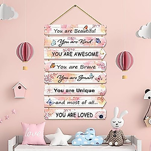 Paquesta Girls Room Decor Butterfly Wall Decor for Girls Bedroom Inspirational Wall Art for Kids Pink Wall Decorations Little Girl Toddler Room Wood Sign Nursery Room Decor (Butterfly)