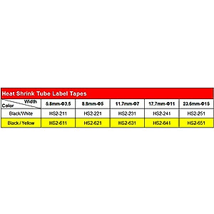 1PCS IDIK HSe-211 Heat Shrink Tube for Brother HS2-211 Black on White 5.8mm Label Tapes Compatible for Brother P-Touch Label Printer