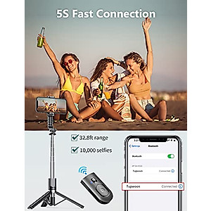 44.9 Inch Selfie Stick with Reinforced Tripod - 2 Fill Lights, Tupwoon Extendable & Portable Phone Tripod with Remote, Compatible with iPhone 14 Pro Max/13/12/11 Samsung Android