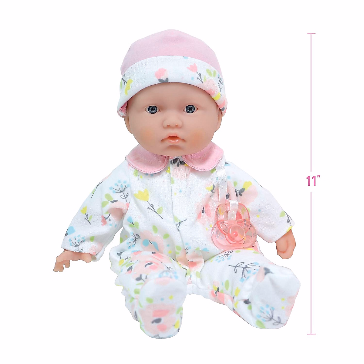 JC Toys - La Baby Travel Case Gift Set| Caucasian 11-inch Small Soft Body Baby Doll | Washable | Cute Outfit, Bottle, Pacifier & Plush Bunny | for Children 12 Months +, Pink