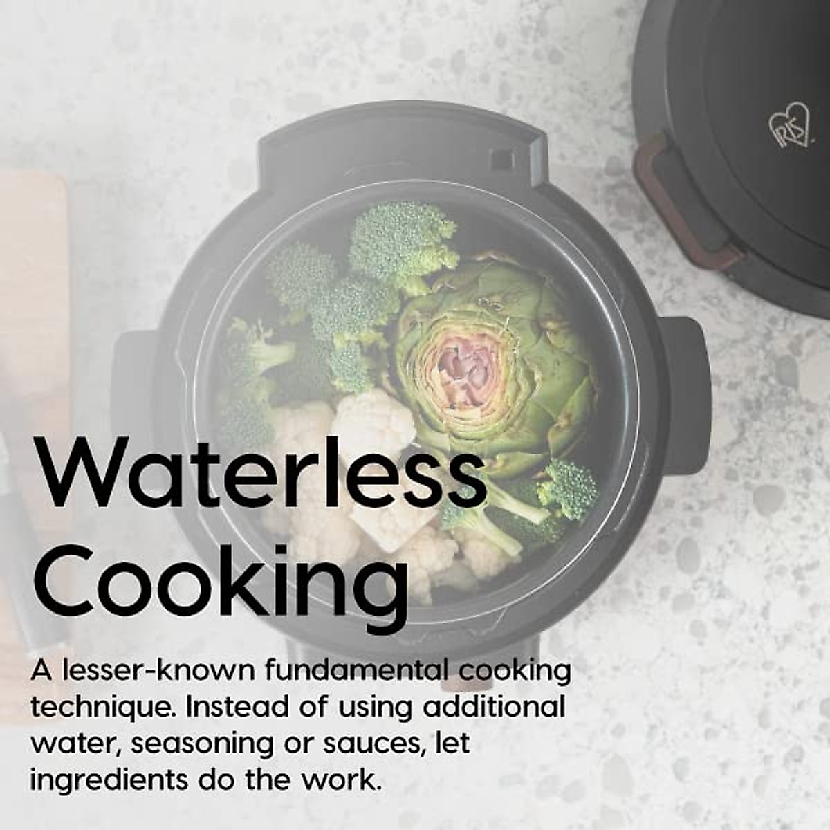 IRIS USA 3 Qt. 8-in-1 Multi-function Pressure Cooker with Waterless Cooking Function, Compact Pressure Cooker for 2-3 People with Pre-Programmed Recipes for Easy Healthy Cooking, Black