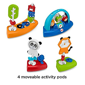 Fisher-Price Baby to Toddler Toy 3-In-1 Spin & Sort Activity Center and Play Table with Playmat and 10+ Activities, Retro Roar