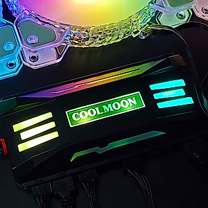 KLLsmDesign Pwm Fan Temperature Controller Integrator, Remote Control Computer RGB Light Adapter, 8 * 4 Pin Fan Speed Controller Ports, 10 * 5v 3pin A-RGB Ports with Magnet （Black）