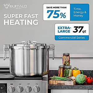 Buffalo 37 Quart Clad Quick Pot Stainless Steel Commercial Pressure Cooker Canner 35L