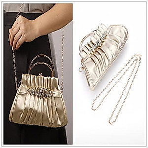 Sither Small Color Handbag Purses for Women Leather Handbag Purses with Crystal Clutch Purses Shoulder Chain Bags for Daily Party Prom Christmas Gift (gold)