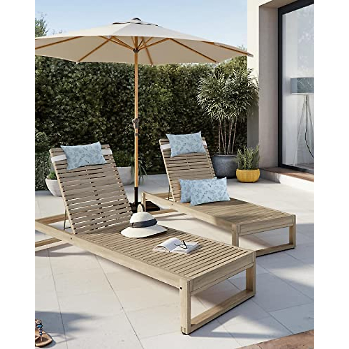 Recliner Head Pillow Ledge Loungers Chair Pillows with Insert Ocean Animals Shells Starfish Graffia Style Blue Background Lumbar Pillow with Adjustable Strap Patio Cushion for Sofa Bench Couch, 2 PCS