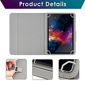 DETUOSI Universal 7.0 inch Tablet Case, 7 inch Tablet Cover, Travel Portable Protective Folio PU Leather Stand Shell Case【with 4 Fixed Rings】for All Kinds of 7.0-7.9 inch Android/iOS/Windows Tablet #2