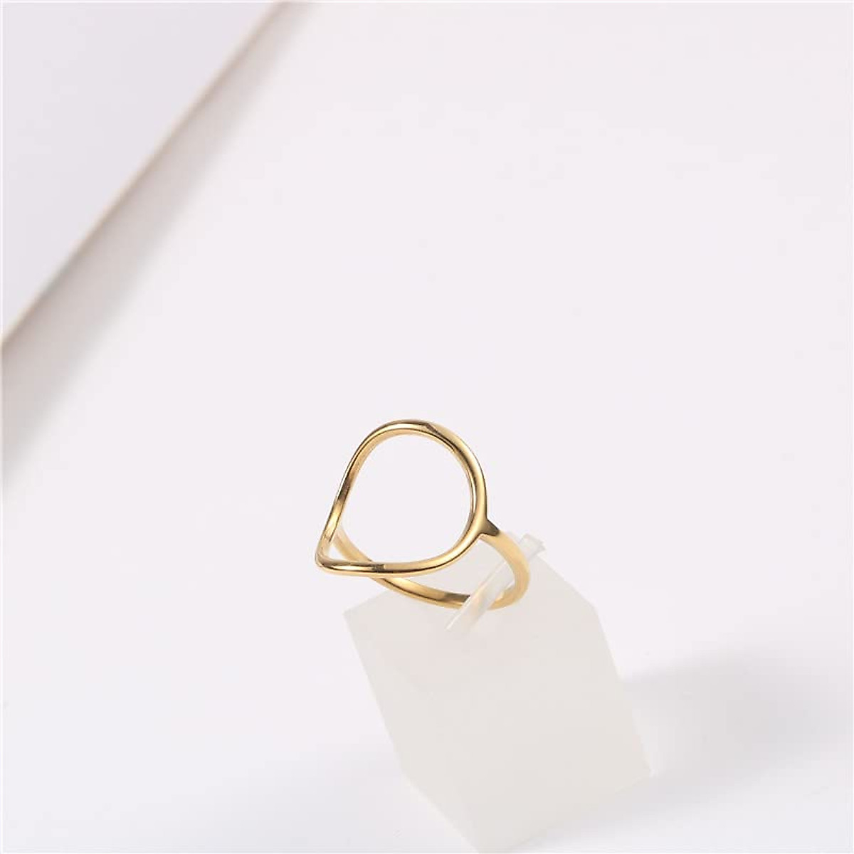 Beads & Pearls Jewelry 18K Gold Plated Stainless Steel Minimalist Trendy Geometric Open Circle Ring