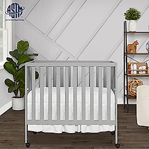 Dream On Me Jett Non-Full Sze Foldng CRB n Pebble Grey Removeable Wheels Adjustable Mattress Support Patent Foldng System 1" Mattress Pad ncluded