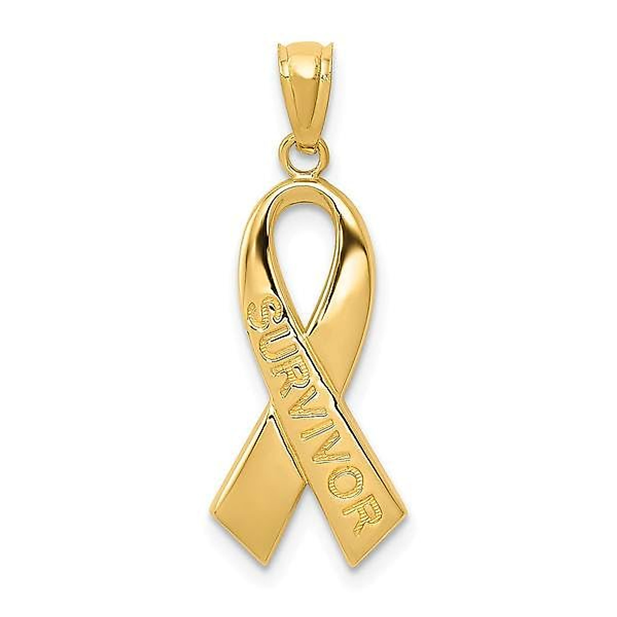 IceCarats 14K Yellow Gold Survivor Ribbon Necklace Charm Pendant 26mm Only
