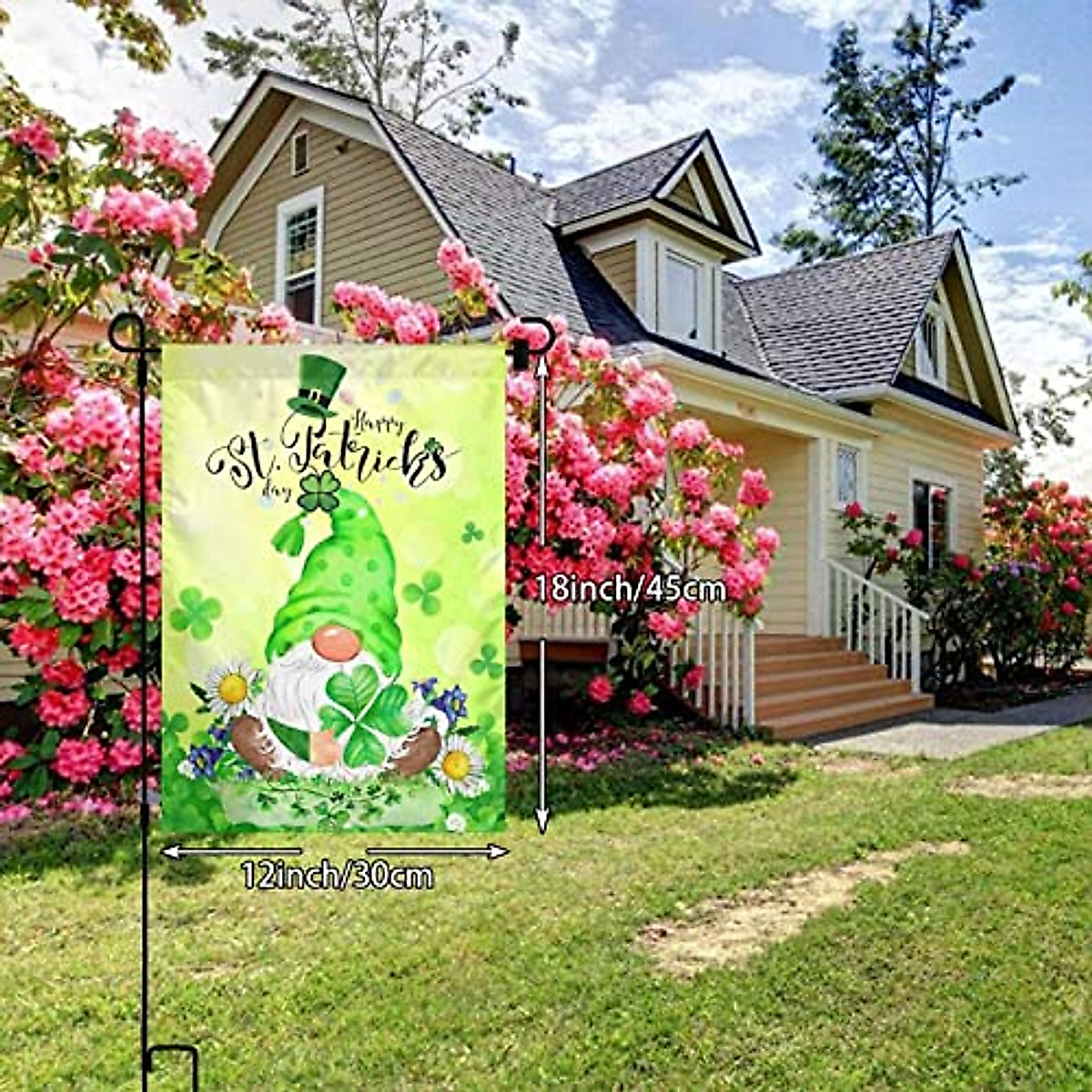 St. Patrick's Day Garden Flag Double Sided Yard Sign Green St. Patrick's Day Garden Flag Banner for Indoor Outdoor Home