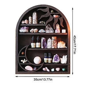 MASNLYE Wall Storage Shelves Crystal Hanging Shelf for Crystals Display Shelf Wooden Gothic Shelf Home Decor Storage Rack Organizer