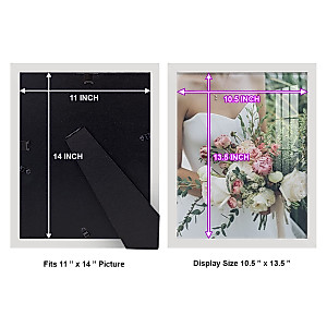 Renditions Gallery 11x14 inch Picture Frame High-end Modern Style, Made of Solid Wood and High Definition Glass Ready for Wall and Tabletop Photo Display, White Frame