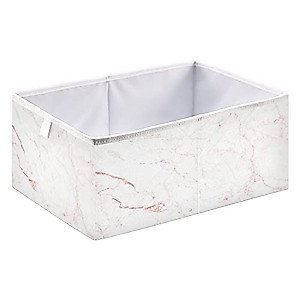 ALAZA Collapsible Storage Cubes Organizer,Rose Gold Marble Storage Containers Closet Shelf Organizer with Handles for Home Office