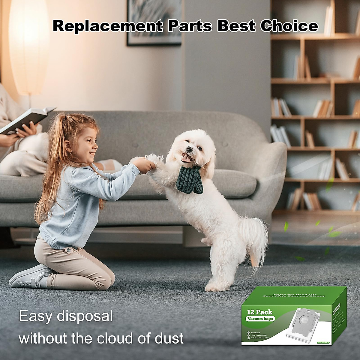 VBN 12 Pack Replacement irobot Vacuum Bags, Compatible with irobot Roomba i7, i7+,i3, i3+, i8, i8+, i4, i4+, i6, i6+,i1+, j7, j7+, S9, S9+,i & s & j Series Clean Base Automatic Dirt Disposal Bags