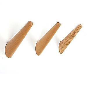 3PCS Wood Wall Hooks, Horn-Shape Oak Wood Coat Hooks Wall Mounted - Rustic Wall Coat Rack Hat Hooks Robe Hooks Entryway Wall Hangers for Hanging Towels Clothes Bedroom (Wood Beech)