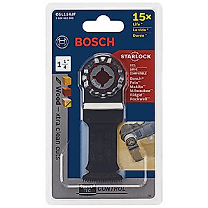 BOSCH OSL114JF 1-Piece 1-1/4 In. Starlock Oscillating Multi Tool Wood Curved-Tec Bi-Metal Xtra-clean Plunge Cut Blade for Applications in Cutting Hardwood