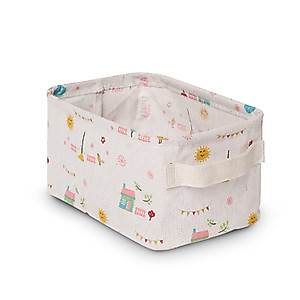 EZOWare 4 Pcs Small Foldable Storage Bins Baskets, Collapsible Cute Fabric Shelf Organizer Containers with Handles for Bathroom Toys Nursery Kids Toddlers Home - Mixed Characters, 10 x 6.5 x 5 inch