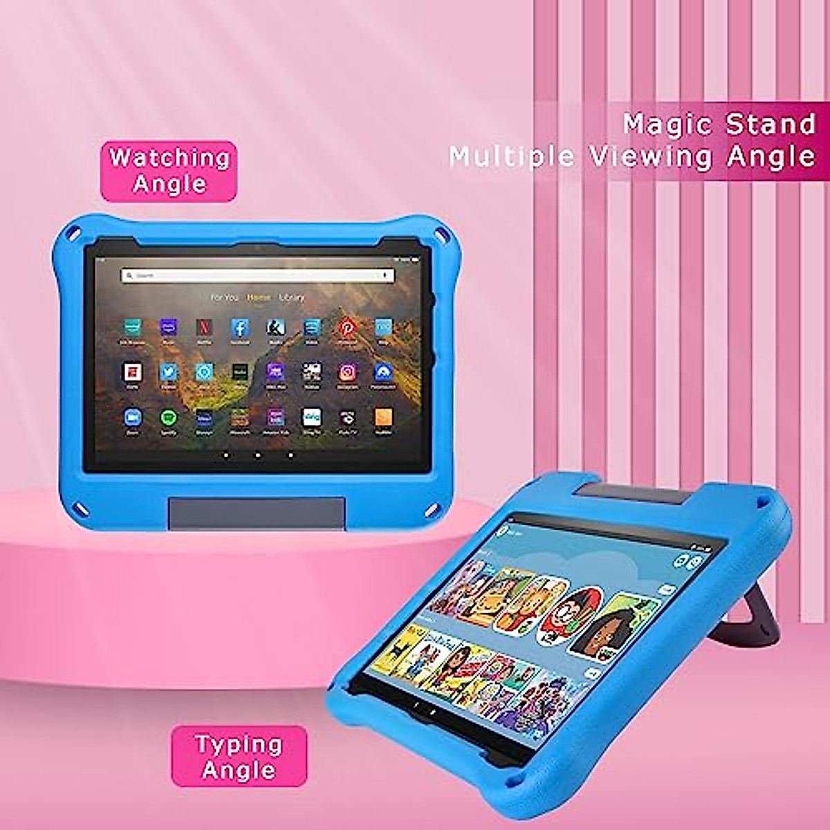 2023 New 10in Tablet Case for Kids(2021/2023 Release 11/13th Generation),OQDDQO ipad Light Weight Anti Slip Shockproof Kids Friendly Case for 10 inch Table (Blue)