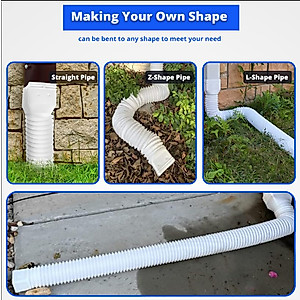 REBAGU Gutter Downspout Extensions 2 Pack – Non-Cracking Plastic Down Spout Drain Extension for Yard – Easy Installation Expandable Rain Gutter Downspout – Adjustable Shape Downspout Adapter (Black)
