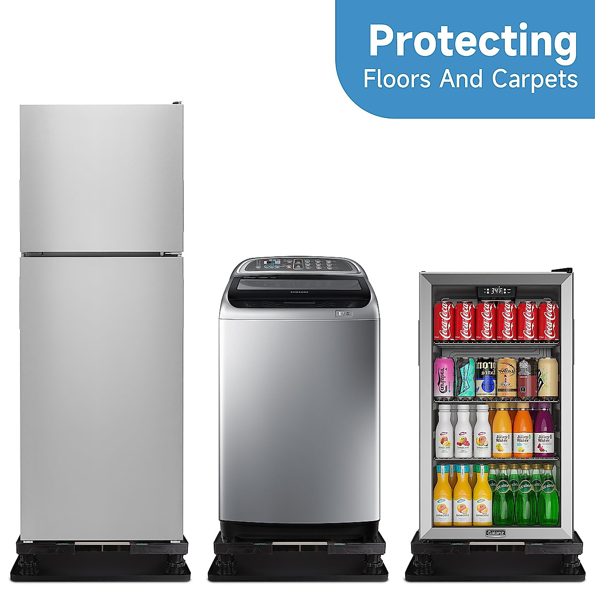 Mini Fridge Silicone Mat with Raised Edges, 24''x24''x0.5'', Prevent Water Leakage and Floor Damage from Elecrical Equipment such as Washing Machines, Dryer, Mini Fridge, Wine Cabinet.