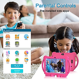 NORTH BISON Kids Tablet, 7 inch Android 11.0 Tablet for Kids, 3GB 32GB Toddler Tablet with Bluetooth-Pink