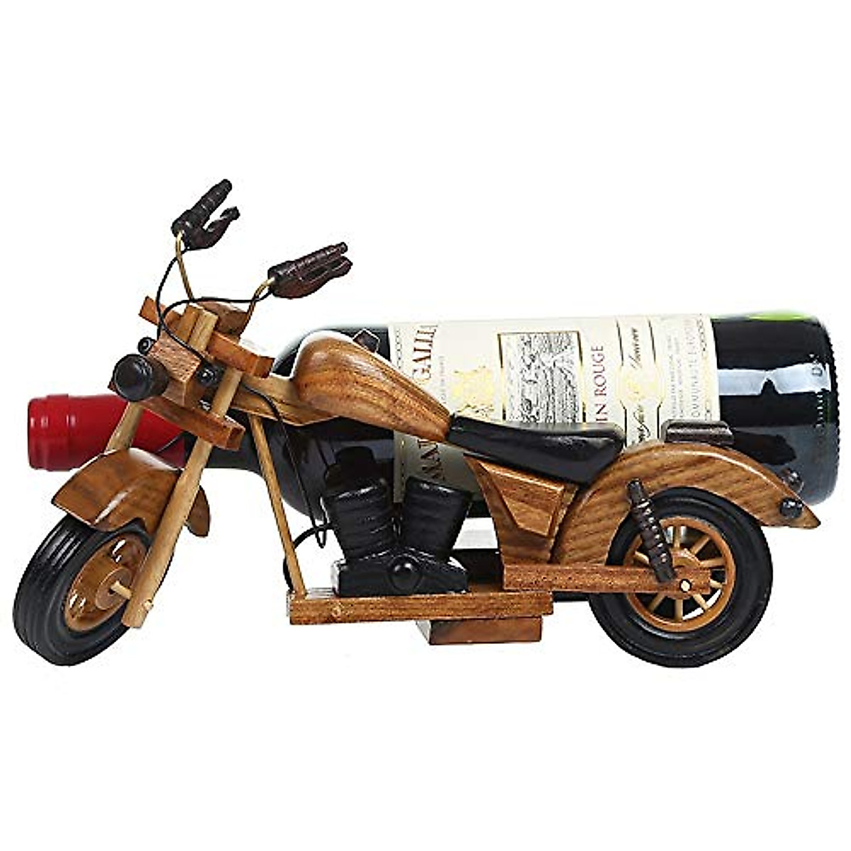 Stylish Simplicity Wooden Motorcycle Modeling Wine Rack Decoration Household Wine Bottle Rack Living Room Porch Desktop Bar Restaurant Decoration European Creative Personality Beautiful and Elegant ,