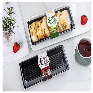 XIZHI 50Pcs Reusable Sandwich Box with Clear Lids Sandwich Plastic Container Sushi Container Box Swiss Roll Container for Cakes Cookies Pastries Dessert Fruits salad Display,7.5"x3.3"x2.3"