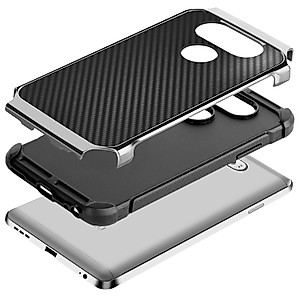 LG V20 Case, BENTOBEN 2 in 1 Cool Slim Hybrid Rugged Hard PC Resilient Strength Durable Laminated with Carbon Fiber Design Chrome Anti-scratch Shockproof Protective Case for LG V20 (2016), BLACK