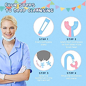 YOGINGO 2 Pack U Shaped Toothbrush Kids - Kids Toothbrushes with Food Grade Soft Silicone Brush Head, U-Type 360° Oral Cleaning Toothbrush with Cover Case, Toddler Toothbrush Age 2-6