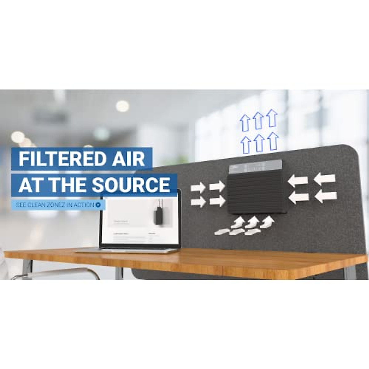 CleanZonez Air Filtration System by Clean Zonez with Built-in HEPA Air Filter and UV-C Light - Monitor Air Quality in Real Time - Includes Filter and Wall Mount Bracket