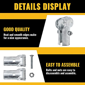 VIVIDA End Rail Clamps 1-3/8" x 1-3/8", End Rail T Clamps Chain Link Fence Fittings, Panel T Clamps for 1-3/8" OD Pipe, Galvanized Fence Pipe T Clamps, Chain Link Fence Parts, 6 PCS