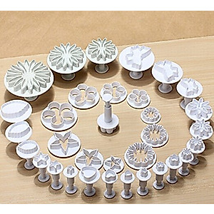 Zuoyou 33 Piece Fondant Cake Cookie Plunger Cutter Sugarcraft Flower Leaf Butterfly Heart Shape Decorating Mold DIY Tools