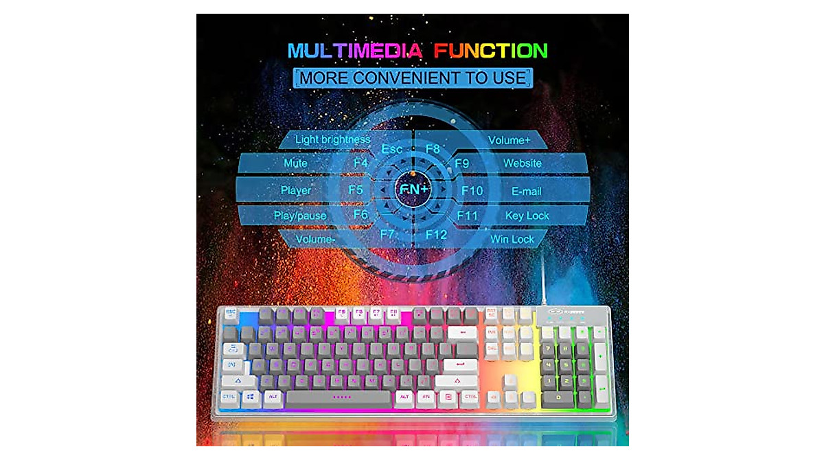 MageGee Rainbow Backlit Gaming Keyboard - Ergonomic Design