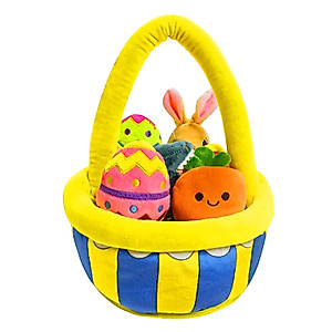 Cherislpy 7 Pcs Easter Plush Basket Goodie Bags Stuffers Plushies Playset Basket Fillers Toys for Party Favor, Plush Easter Bunny Eggs for Kids