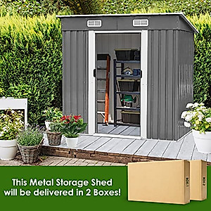 BESTDOOR Metal Outdoor Storage Shed 6 x 4 FT, Outdoor Storage House, with Sliding Door and Vents, Lean to Backyard Garden, Patio, Lawn, Utility Tool Shed Storage House