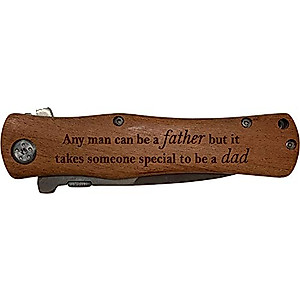 Any Man can be a Father but it Takes Someone Special to be a dad Stainless Steel Folding Pocket Knife with Clip, Wood
