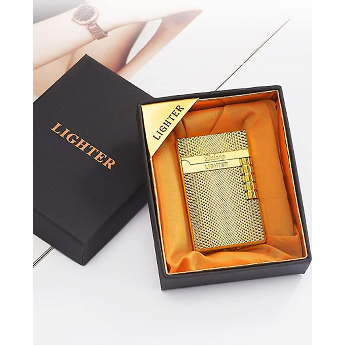 Lighters Soft Flame Lighter Traditional Flame Cigar Lighter with Adjustable Flame Dial Vertical Ignition Roller Good for Gift Outdoor Camping Hiking Fishing Grill Adventure Candle