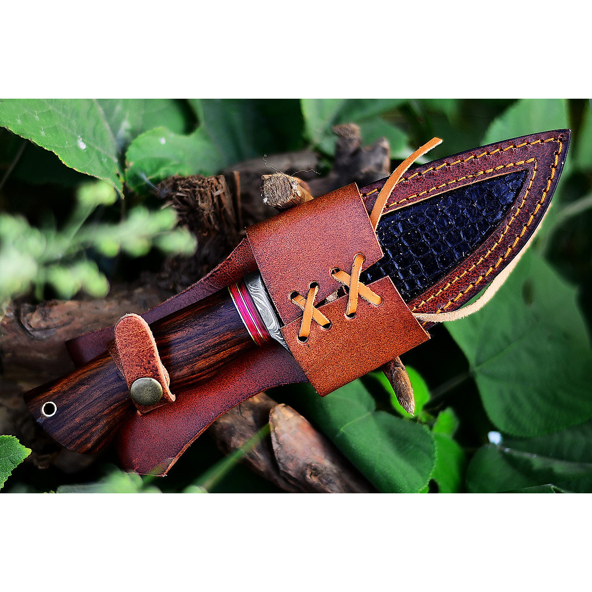 SHARD Hunting knife, Handmade Damascus Hunting Knife, Damascus Steel Hunting Knife with Sheath,Fixed blade Knife for Men,Full Tang Knife,Camping Knife, Skinning Knife,Survival Knife