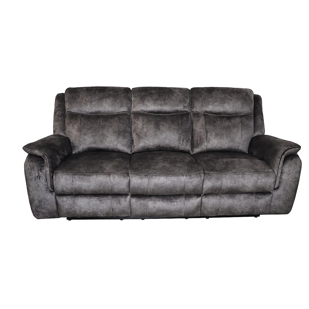 New Classic Furniture Park City Polyester Manual Sofa with Dual Recliner, Slate