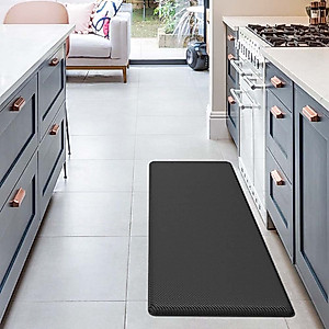 DEXI Anti Fatigue Kitchen Mat, 3/4 Inch Thick, Stain Resistant, Padded Cushioned Floor Comfort Mat for Home, Garage and Office Standing Desk, 70"x20", Black