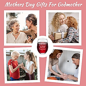 DAZLUTE Godmother Gift, Godmothers Are a Blessing Thank You for Being Mine Stemless Wine Glass for Godmother Aunt Women Christmas Birthday Baptism, Godmother Mothers Day Gifts from Godchild, 17Oz